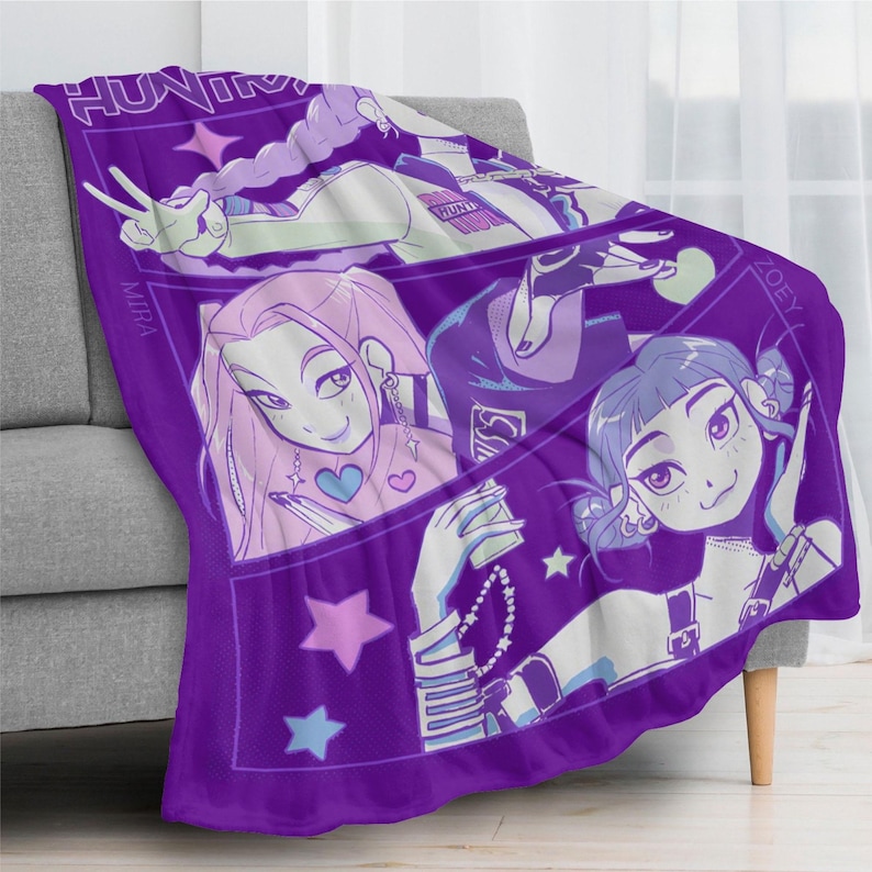 Huntrix Kpop Demon Hunters Blanket, Blanket With Huntrix Theme, K-pop ...