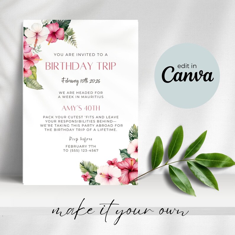 Birthday Trip Invitation, Besties Girls Trip Invite, 40th Birthday ...
