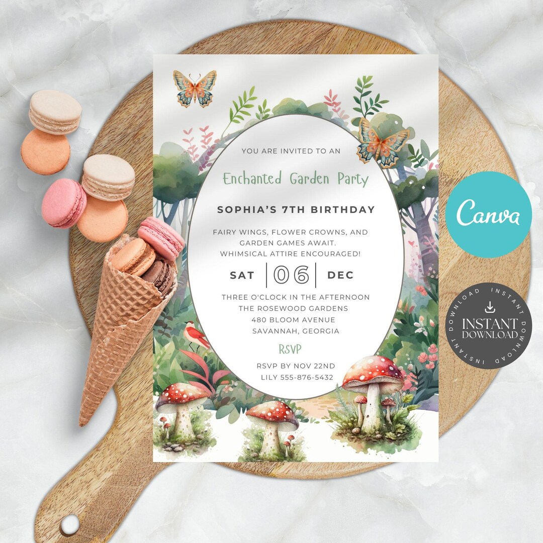 Enchanted Birthday Invitation, Fairy Party Garden Invite, Woodland ...