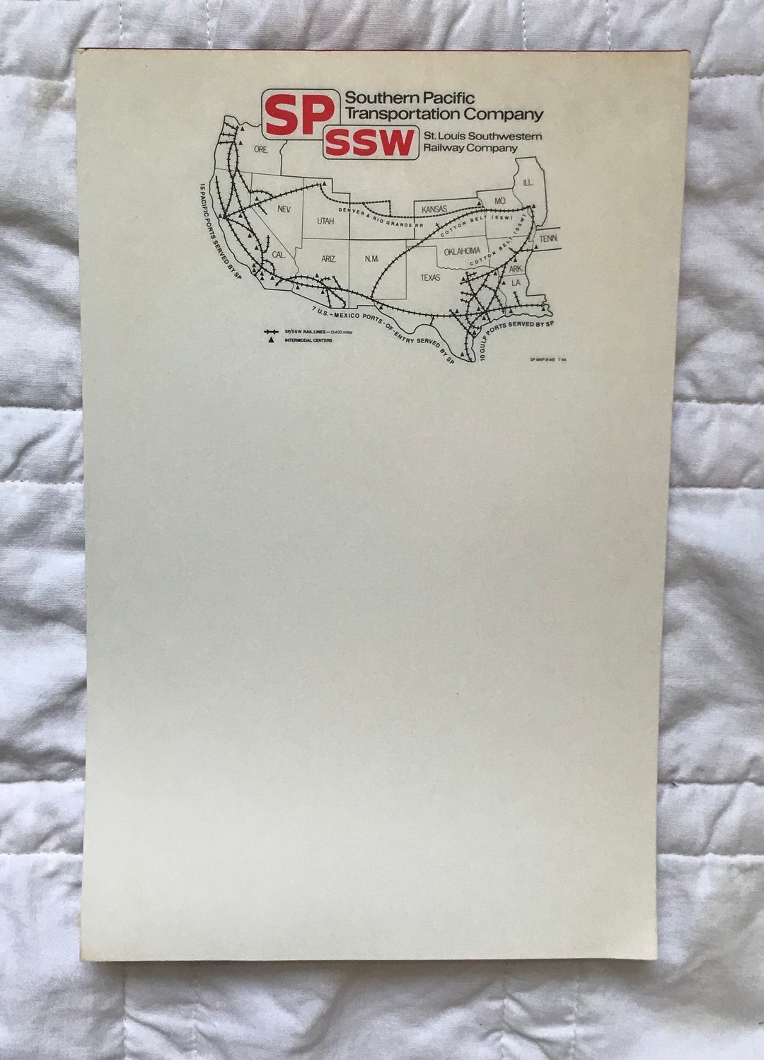Vintage Southern Pacific Transportation Company Notepad St. Louis ...