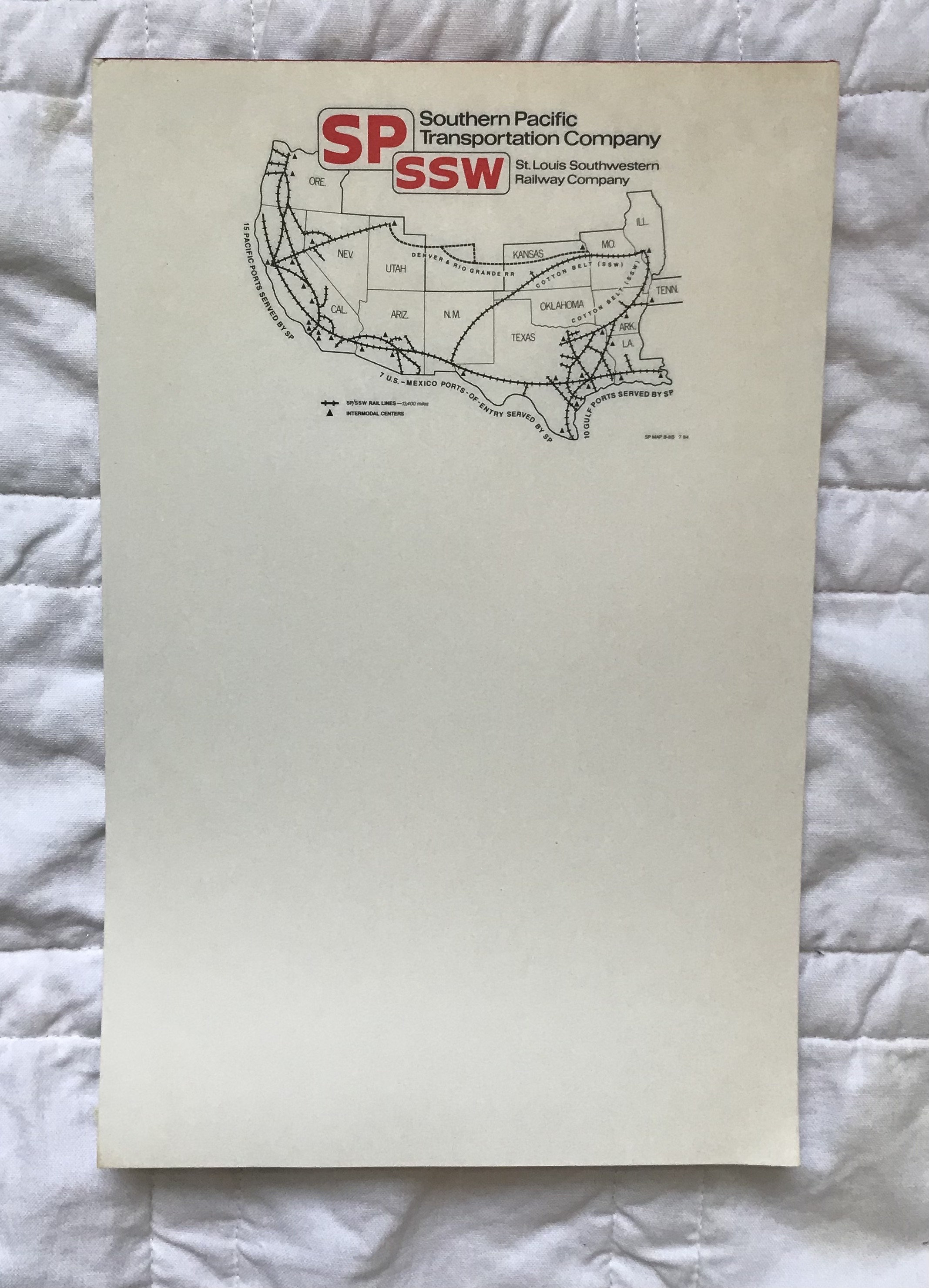 Vintage Southern Pacific Transportation Company Notepad St. Louis ...