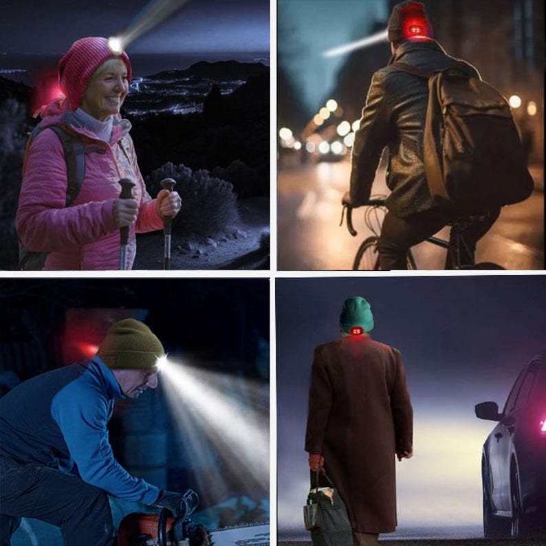 USB Rechargeable LED Beanie (front & Back) | Warm Beanie for Sports ...