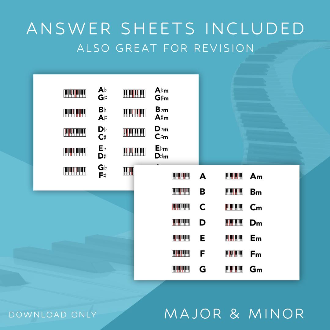 Major and Minor Chords Flashcards/memory Game for Piano and Keyboard - Etsy