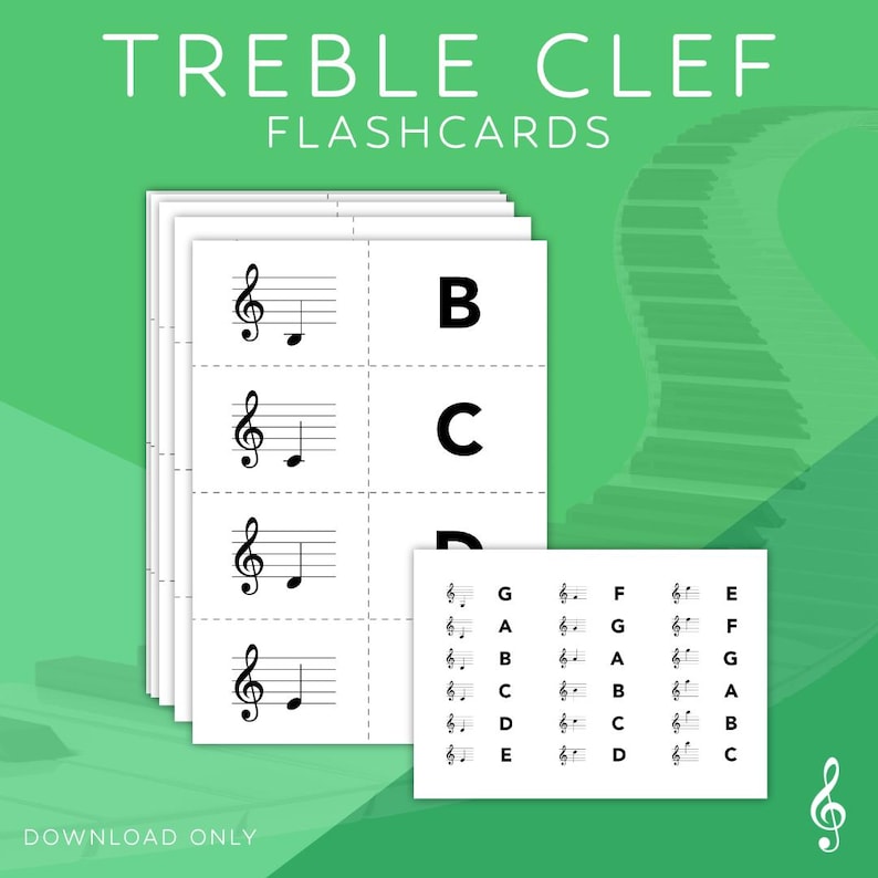 Treble Clef Notes Flashcards/memory Game for Piano and Keyboard - Etsy