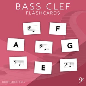 Bass Clef Notes Flashcards/memory Game for Piano and Keyboard - Etsy