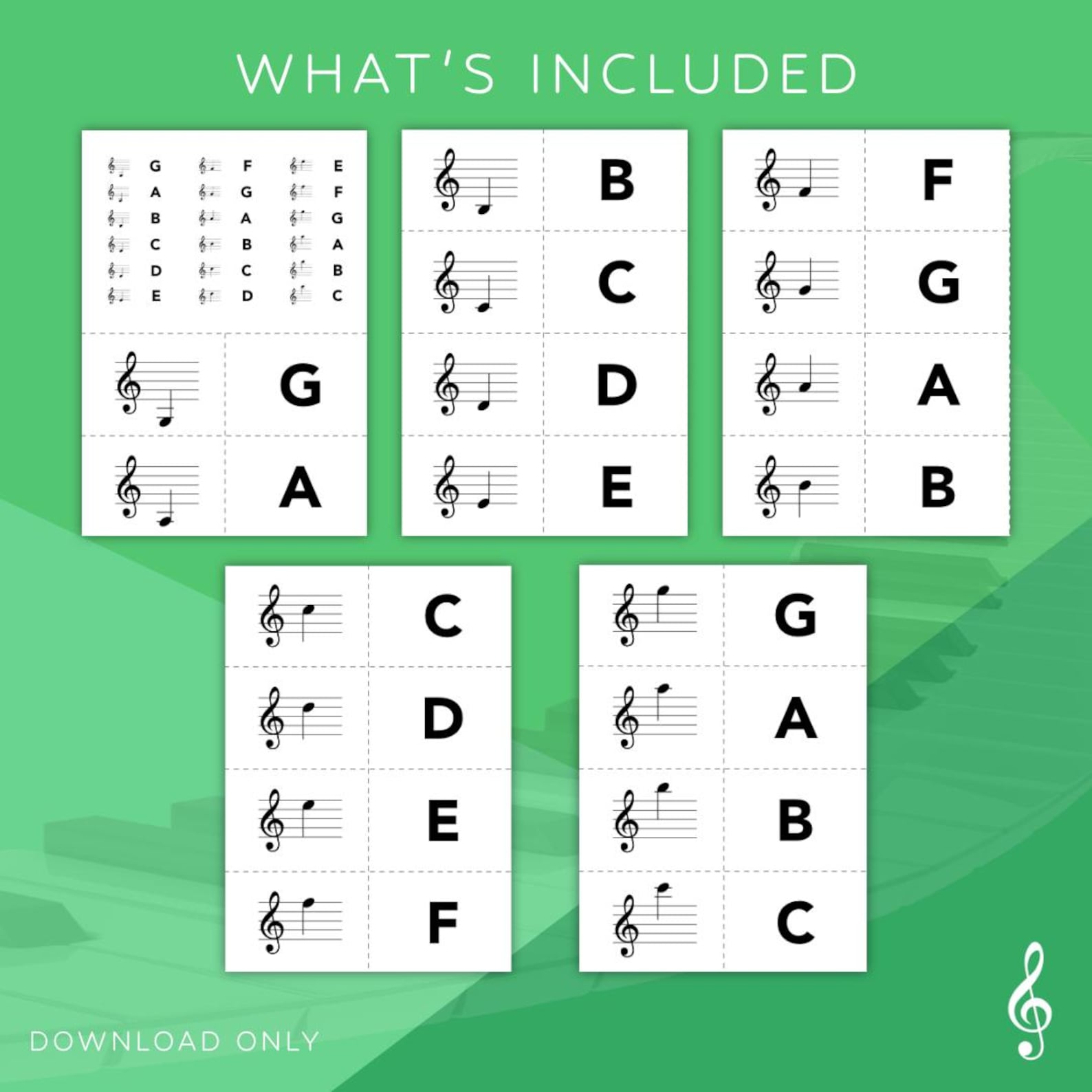 Treble Clef Notes Flashcards/memory Game for Piano and Keyboard - Etsy