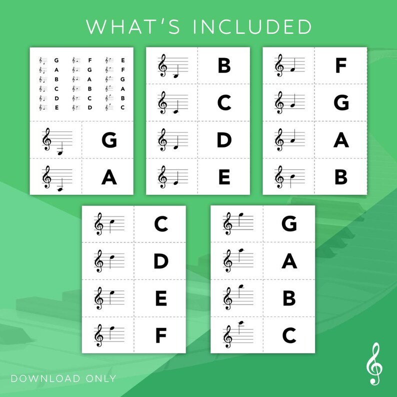 Treble Clef Notes Flashcards/memory Game for Piano and Keyboard - Etsy