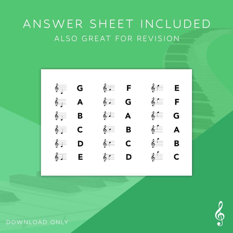 Treble Clef Notes Flashcards/memory Game for Piano and Keyboard - Etsy