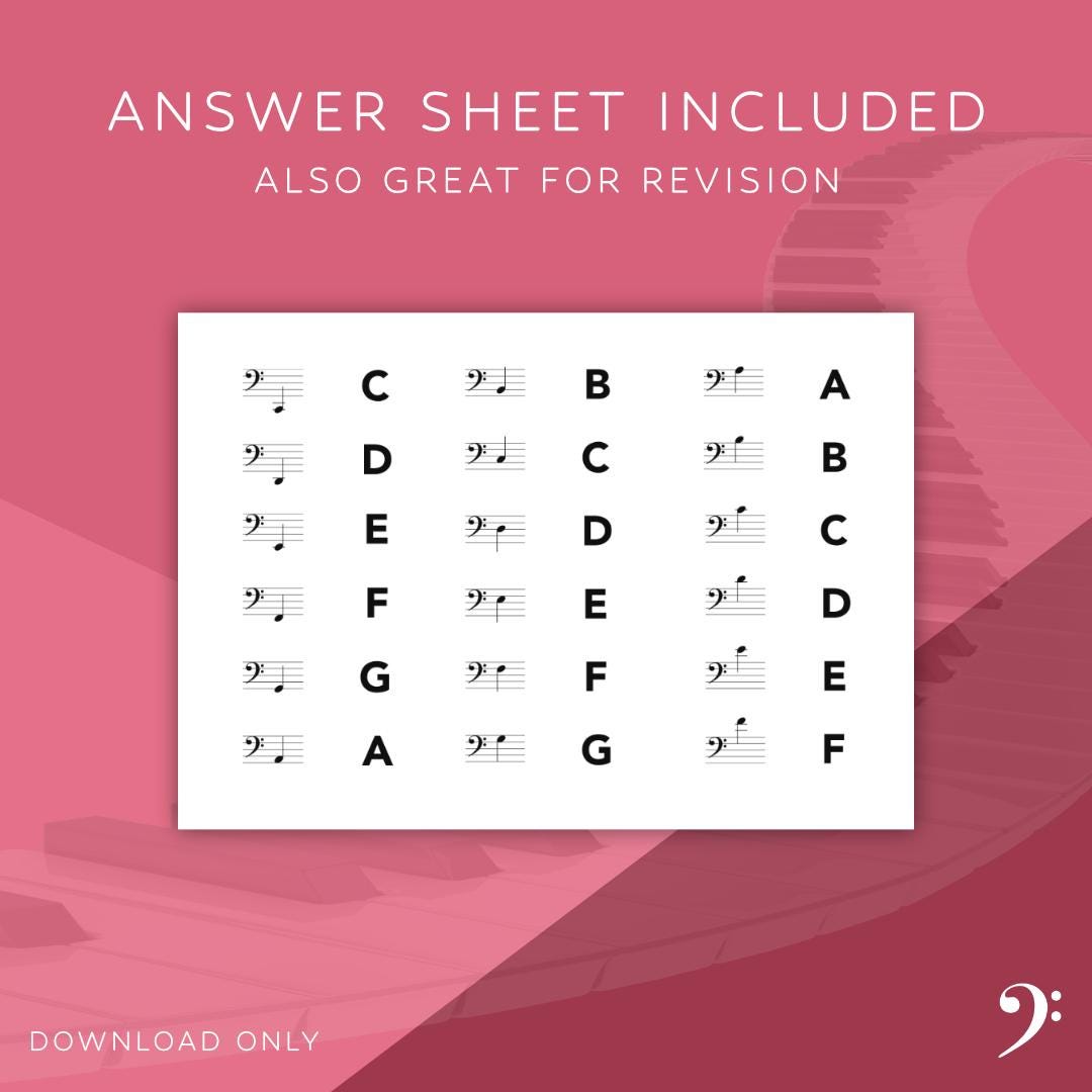 Bass Clef Notes Flashcards/memory Game for Piano and Keyboard - Etsy