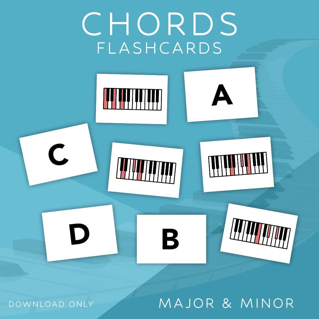 Major and Minor Chords Flashcards/memory Game for Piano and Keyboard - Etsy