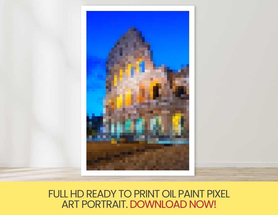 Pixel Style Colosseum Portrait, Rome Landmark Oil Painting Portrait ...
