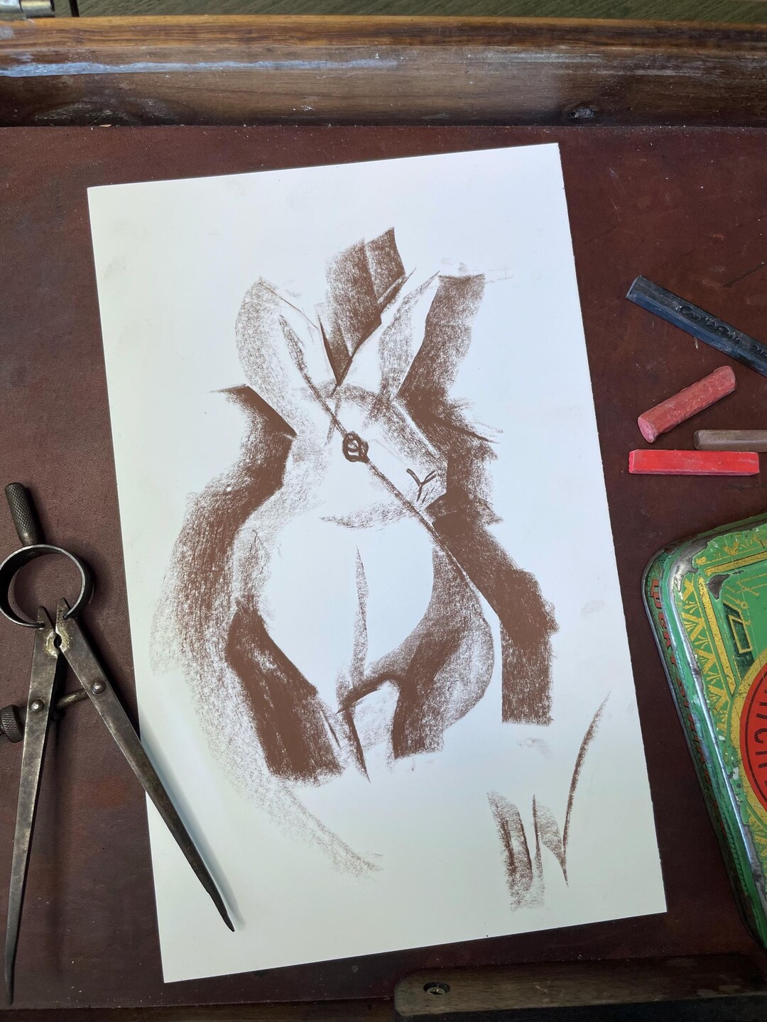 Rabbit Charcoal Drawing (original, Signed) - Etsy