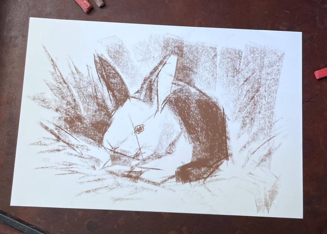 Rabbit Charcoal Drawing (original, Signed) - Etsy
