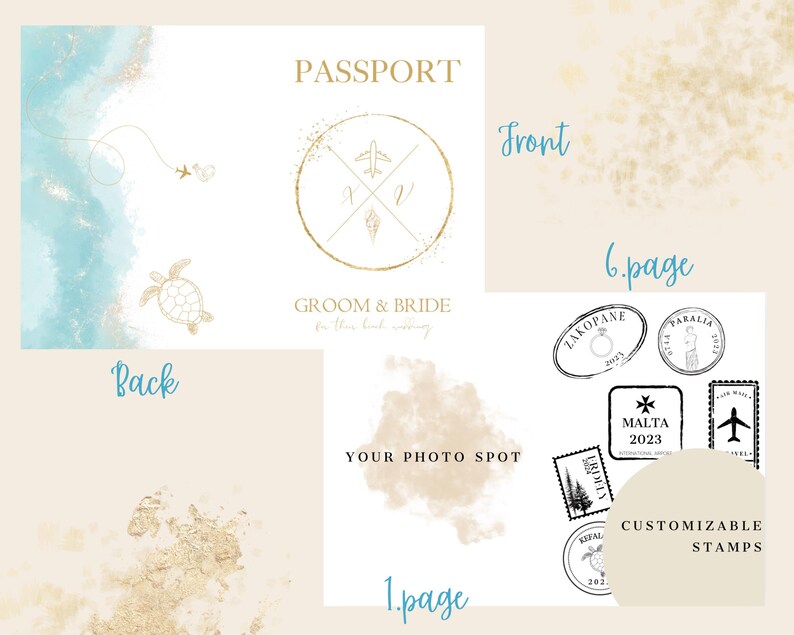 Printable Passport Wedding Invitation Editable Template | Instant ...