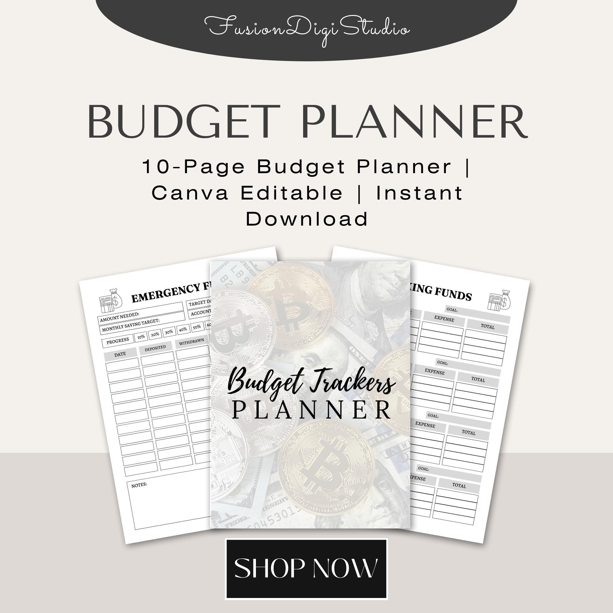 Digital Budget Planner: Canva Editable Finance Tracker (printable PDF ...