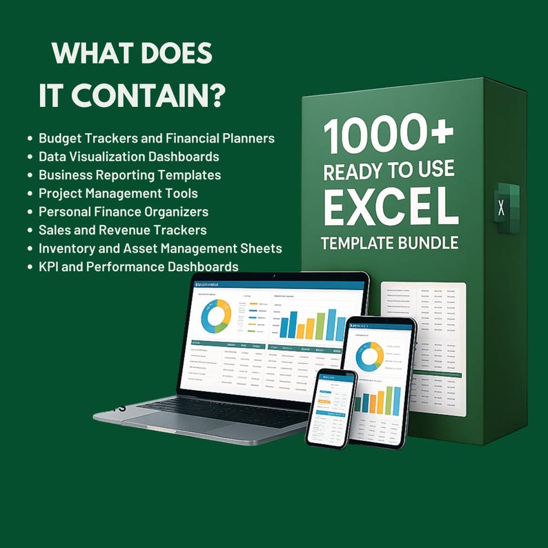Excel Spreadsheet Templates Bundle: Financial, Business & Data Analysis ...