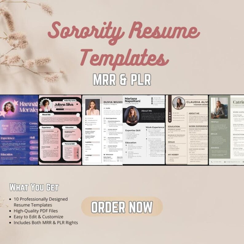 10 Editable Sorority Resume Templates, Canva Design With Photo, Stylish ...