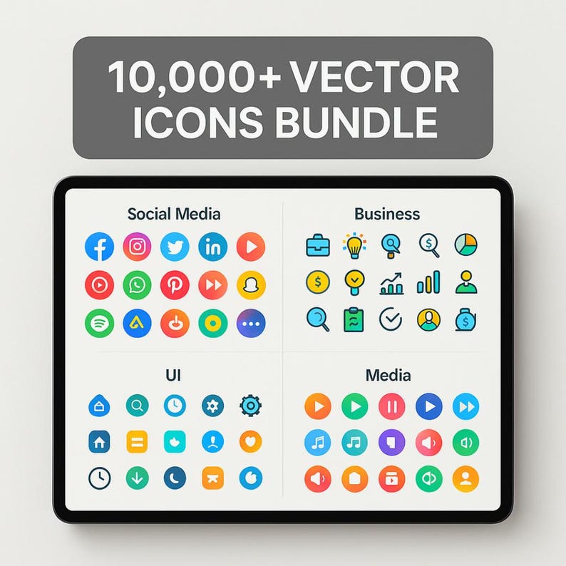 10,000+ Vector Icons Bundle - SVG, PNG, EPS, Social Media Logo Vector ...