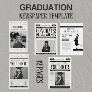 DIY Graduation Newspaper Template: Editable Senior Photo Prop (digital ...