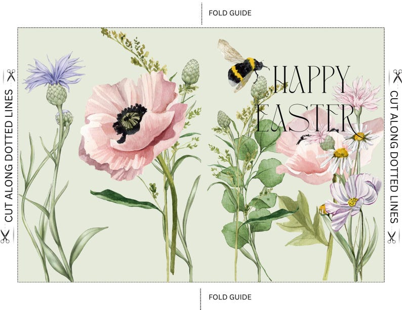 Easter Card, Printable Easter Card, Easter Cards, Happy Easter, Floral ...