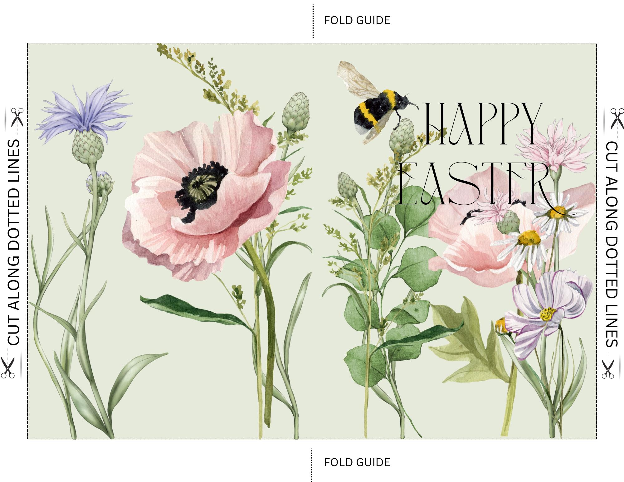 Easter Card, Printable Easter Card, Easter Cards, Happy Easter, Floral ...
