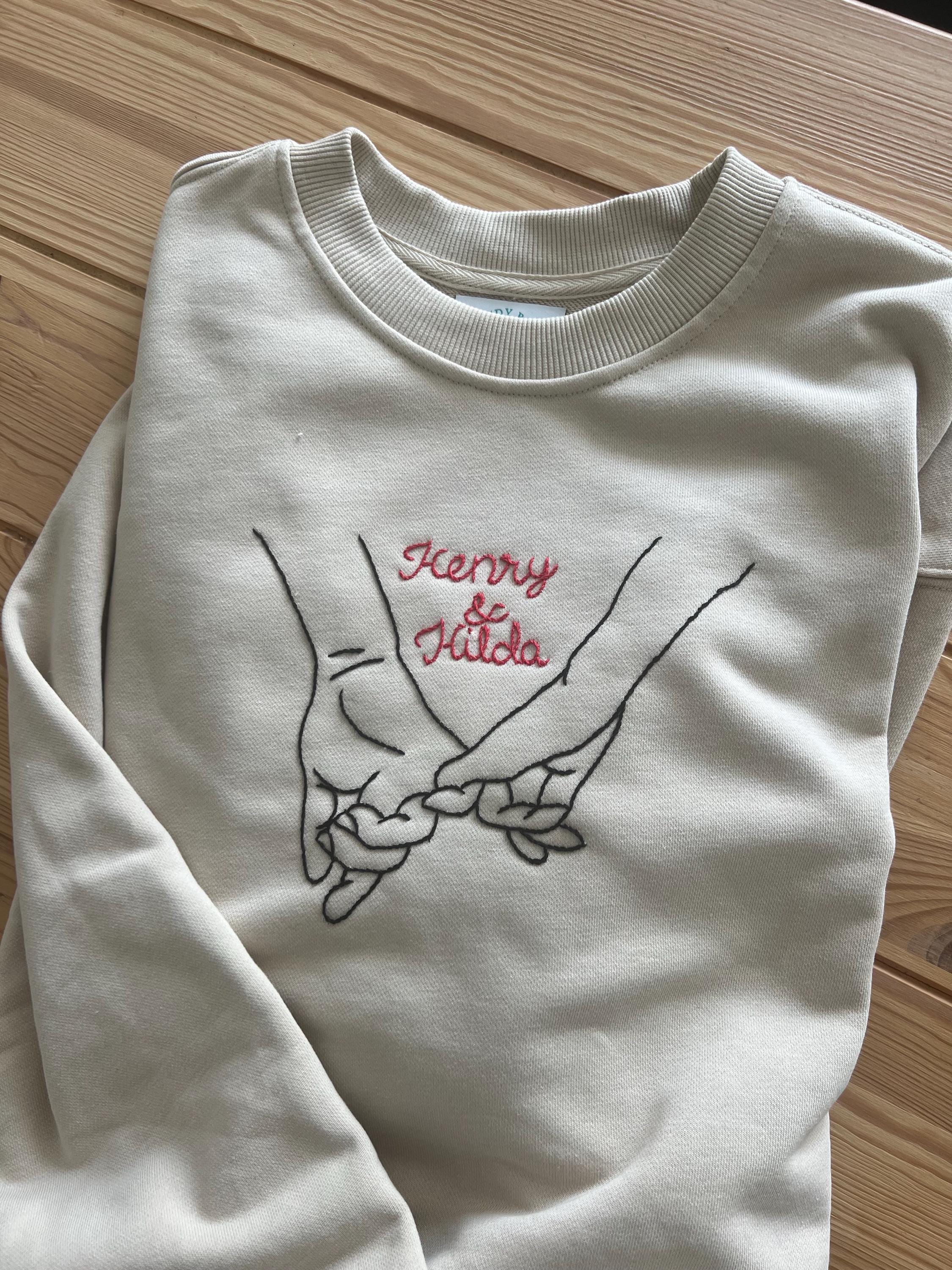 Custom Embroidered Hands With Names, Custom Couple Embroidery ...