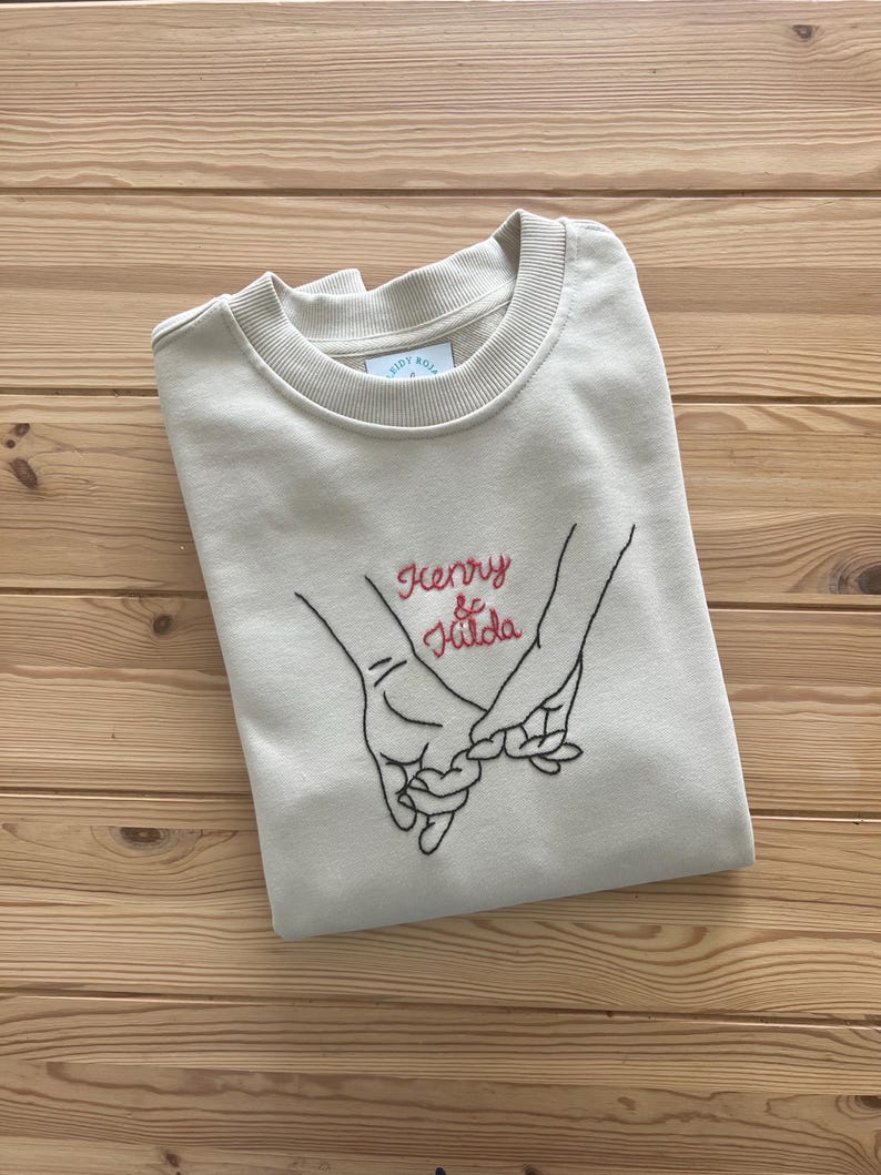 Custom Embroidered Hands With Names, Custom Couple Embroidery ...
