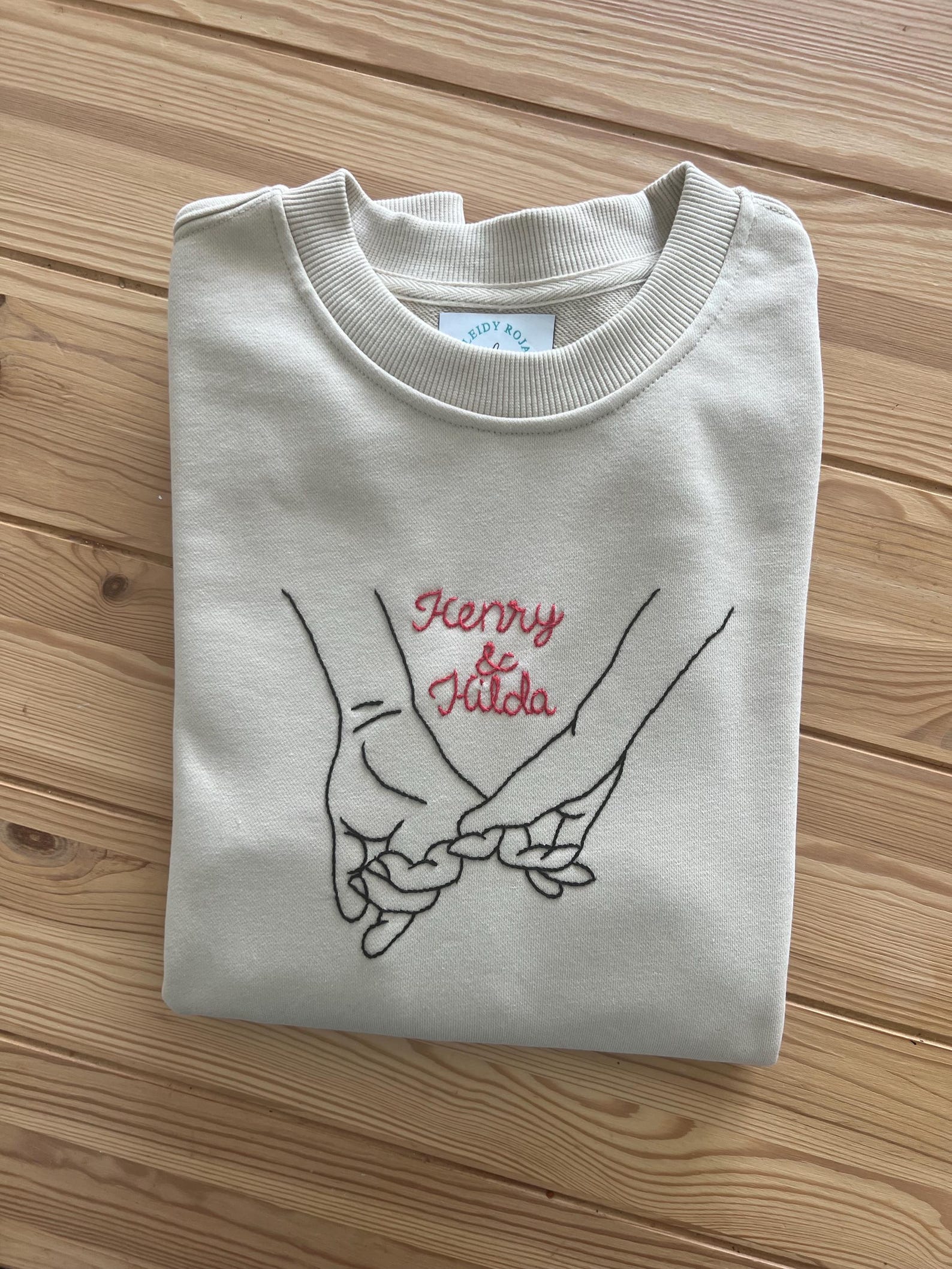 Custom Embroidered Hands With Names, Custom Couple Embroidery ...