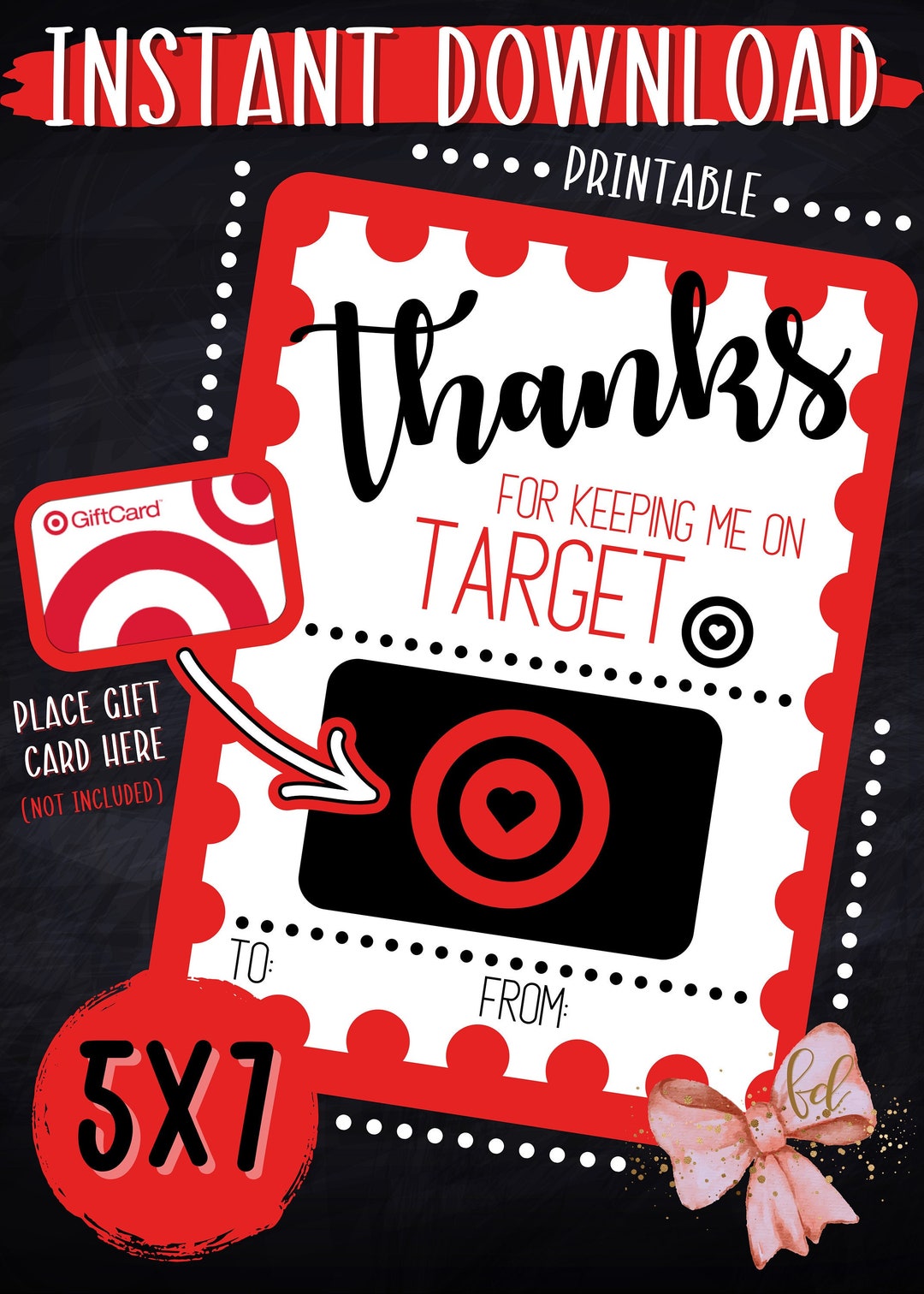 PRINTABLE Thank You for Keeping Me on Target, Teacher Gift, Target Gift ...