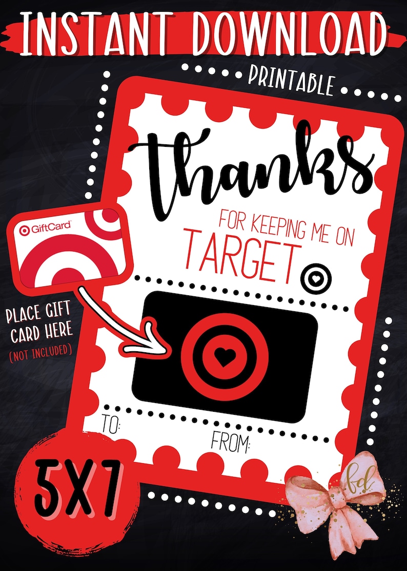 PRINTABLE Thank You for Keeping Me on Target, Teacher Gift, Target Gift ...