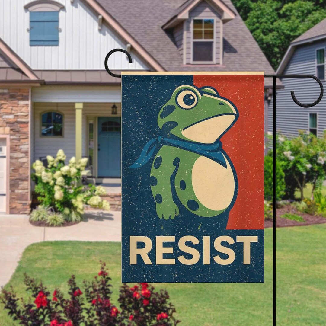Resist Portland Frog Protest Garden Flag, Resist Frog ICE Garden Flag ...