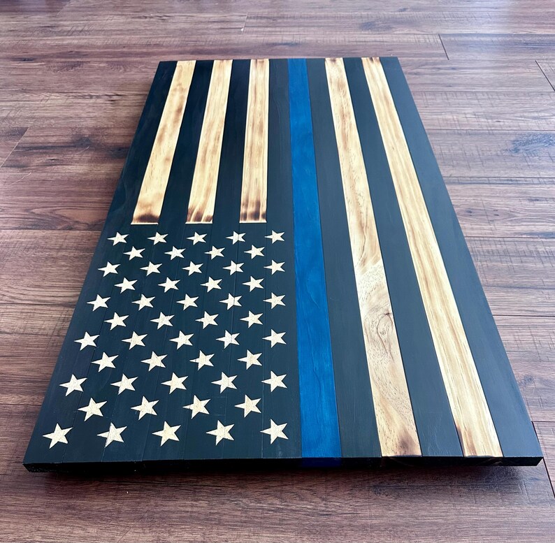 Thin Blue Line Wooden Flag - Etsy