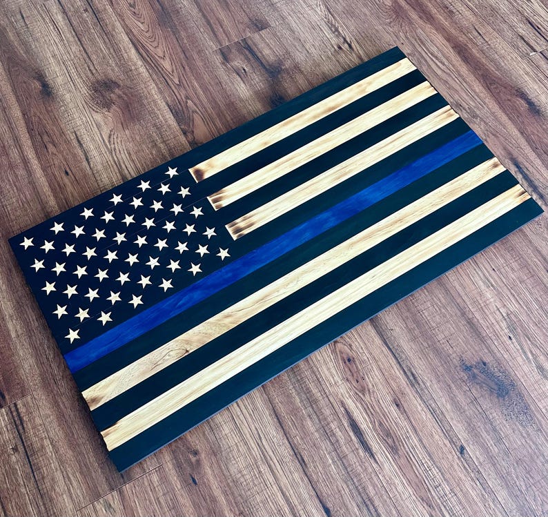 Thin Blue Line Wooden Flag - Etsy