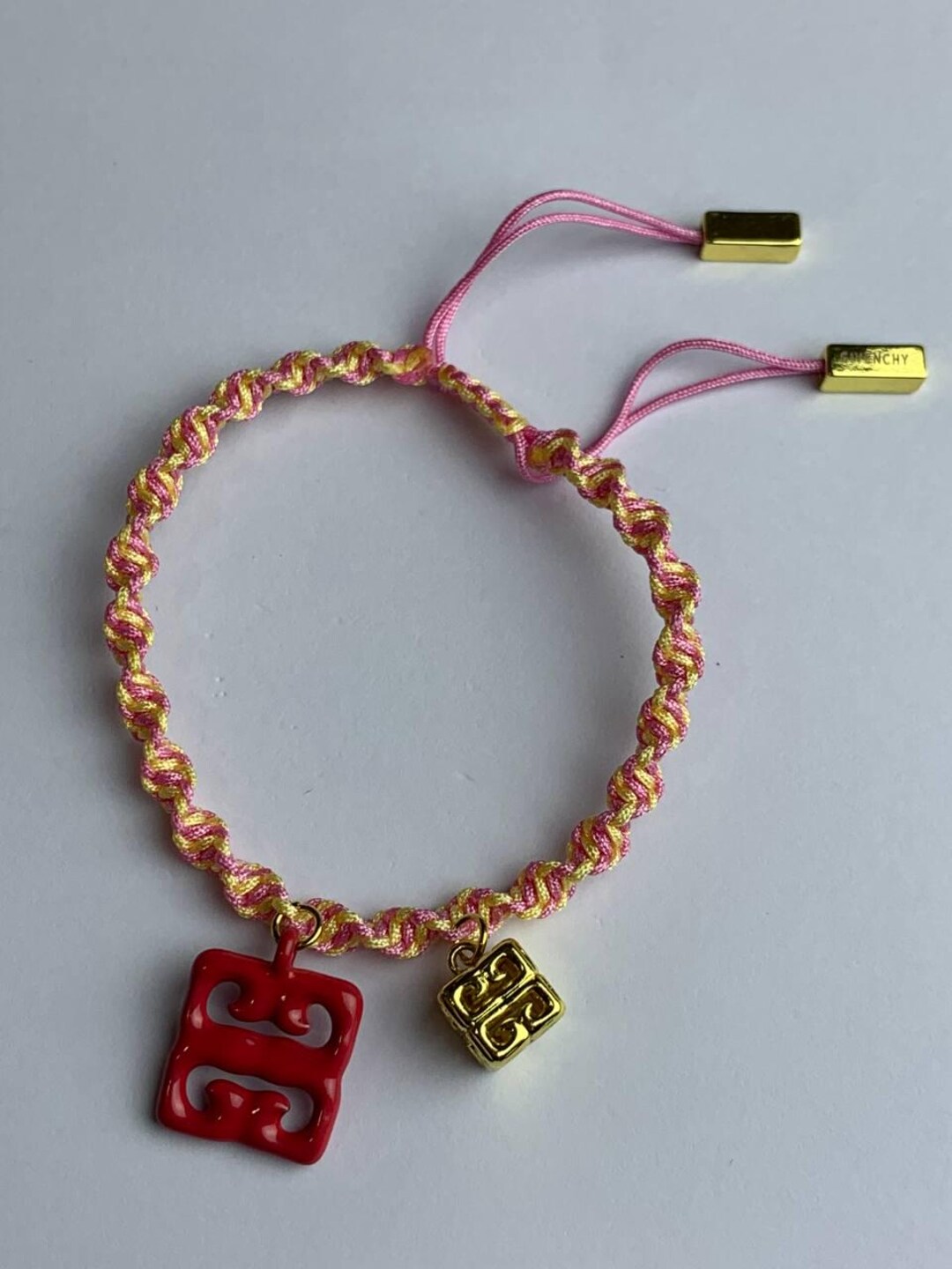 Givenchy pink & Gold Cord Red Logo Charms Bracelet - Etsy
