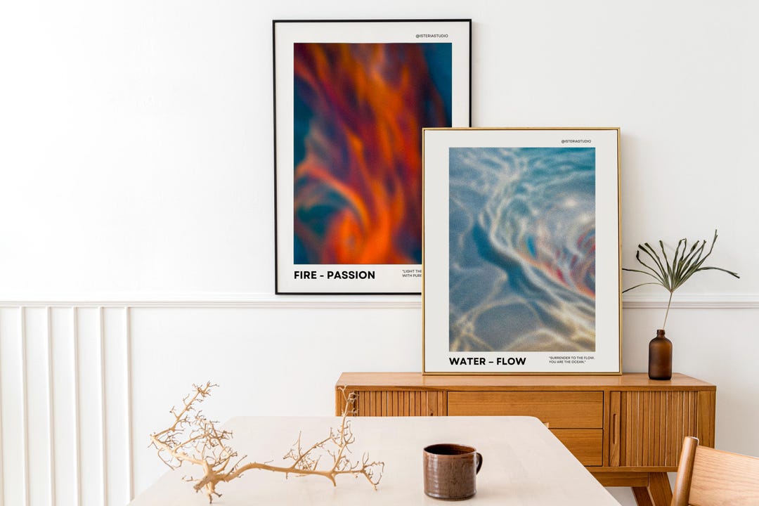 Water Element Poster, Flow | Blue Aura Wall Art for Emotion, Intuition ...