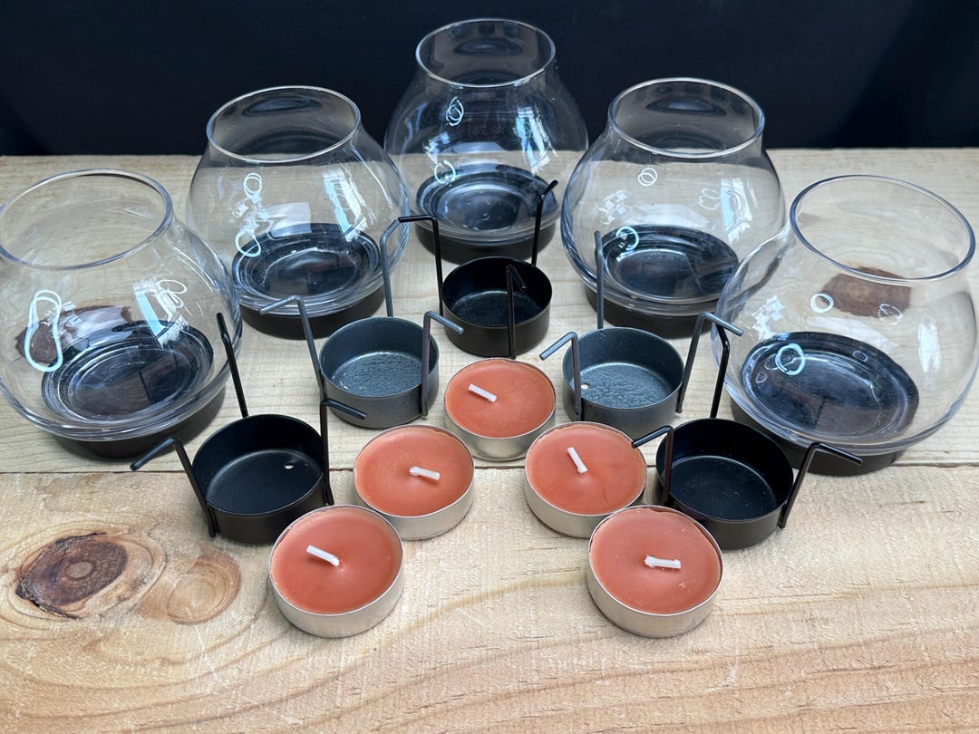 Clear Glass Globe Tea Light Candle Holders With Supports Set of 5 - Etsy