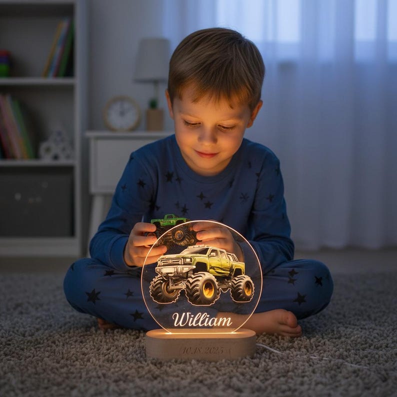 Blue Monster Truck Night Light, Cars Custom Night Lamp, Baby Night ...