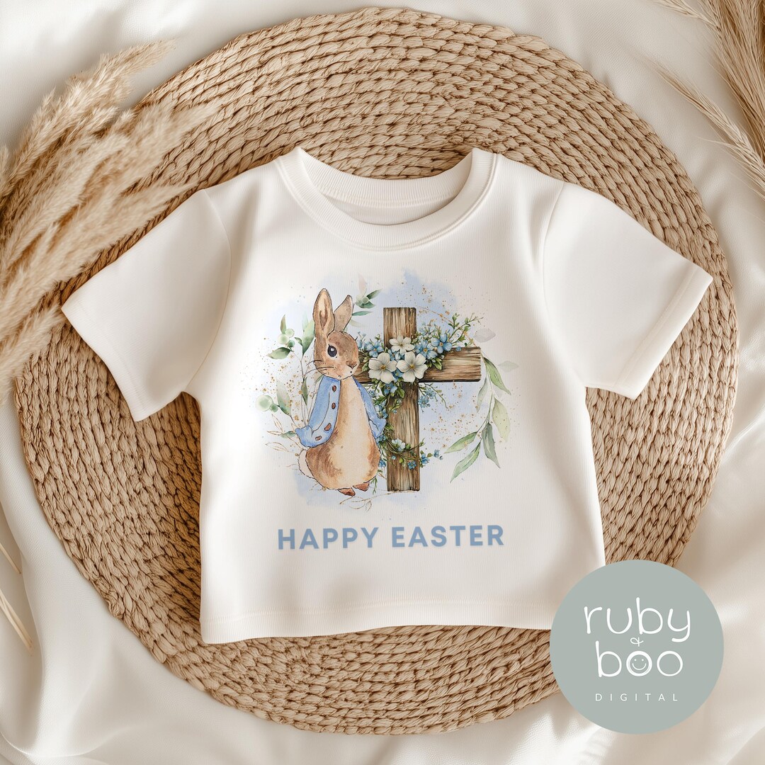 Easter Bunny Peter Rabbit Cross Design, PNG, Svg, Blue Bunny, Baby's ...