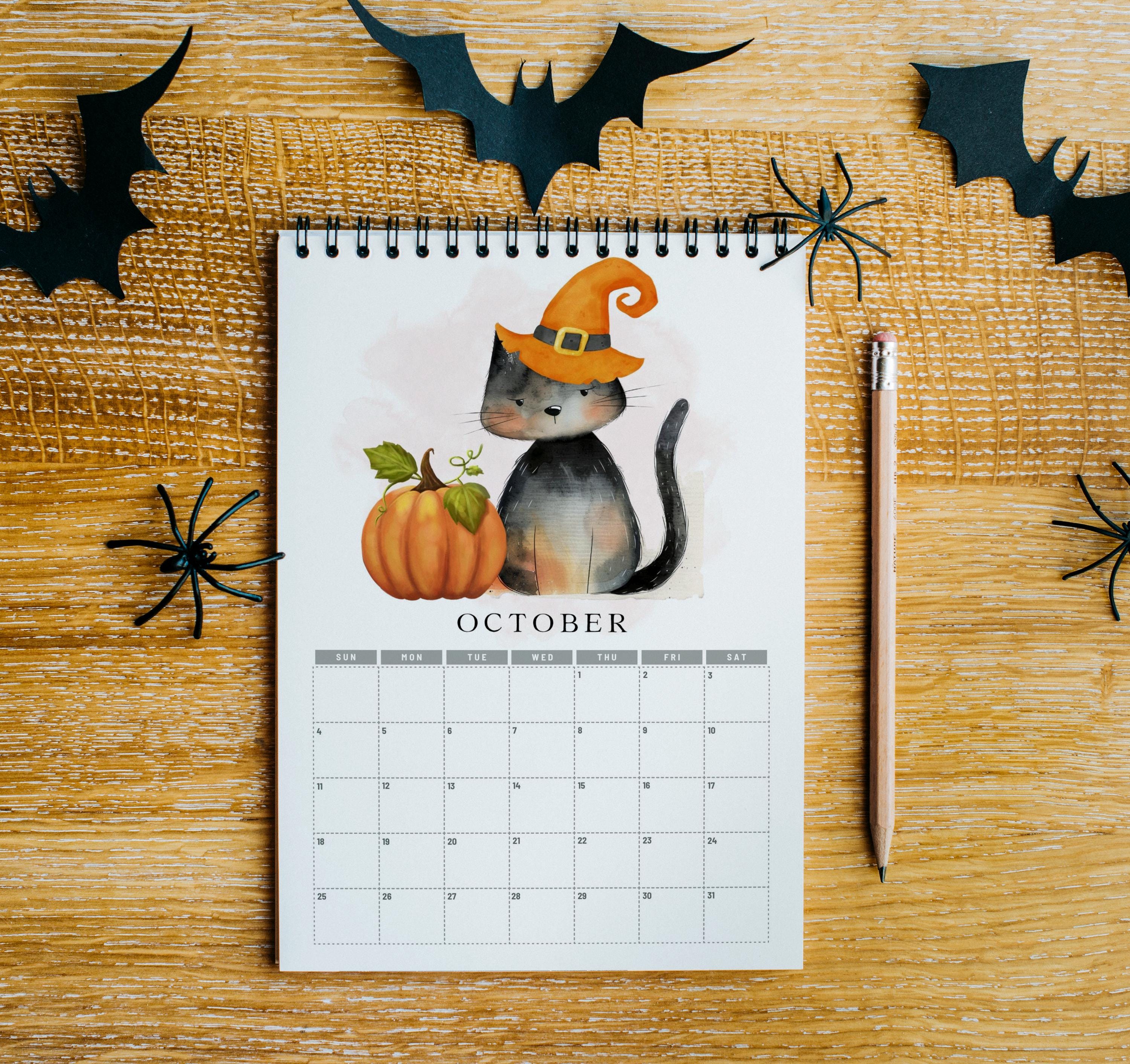 Calendario imprimible de gatos 2026 / Planificador mensual digital de ...