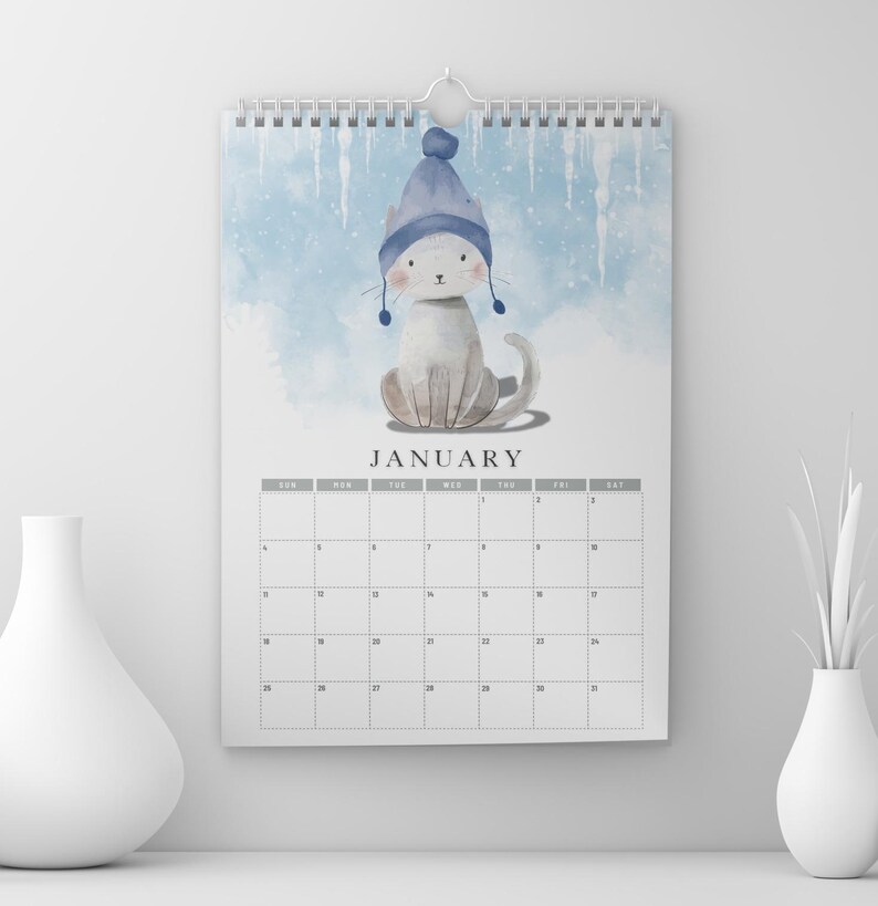 Calendario imprimible de gatos 2026 / Planificador mensual digital de ...