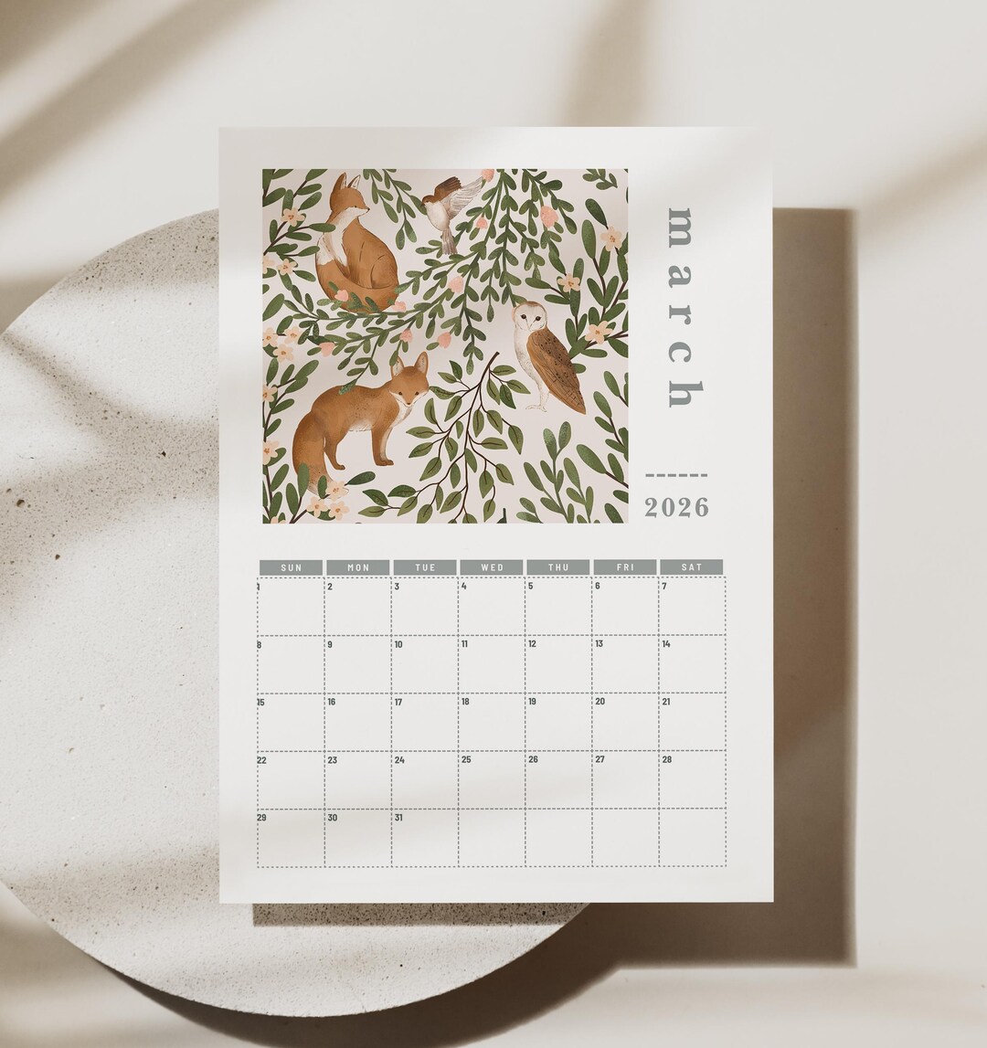 2026 Printable Woodland Calendar | Woodland Animals Monthly Planner ...