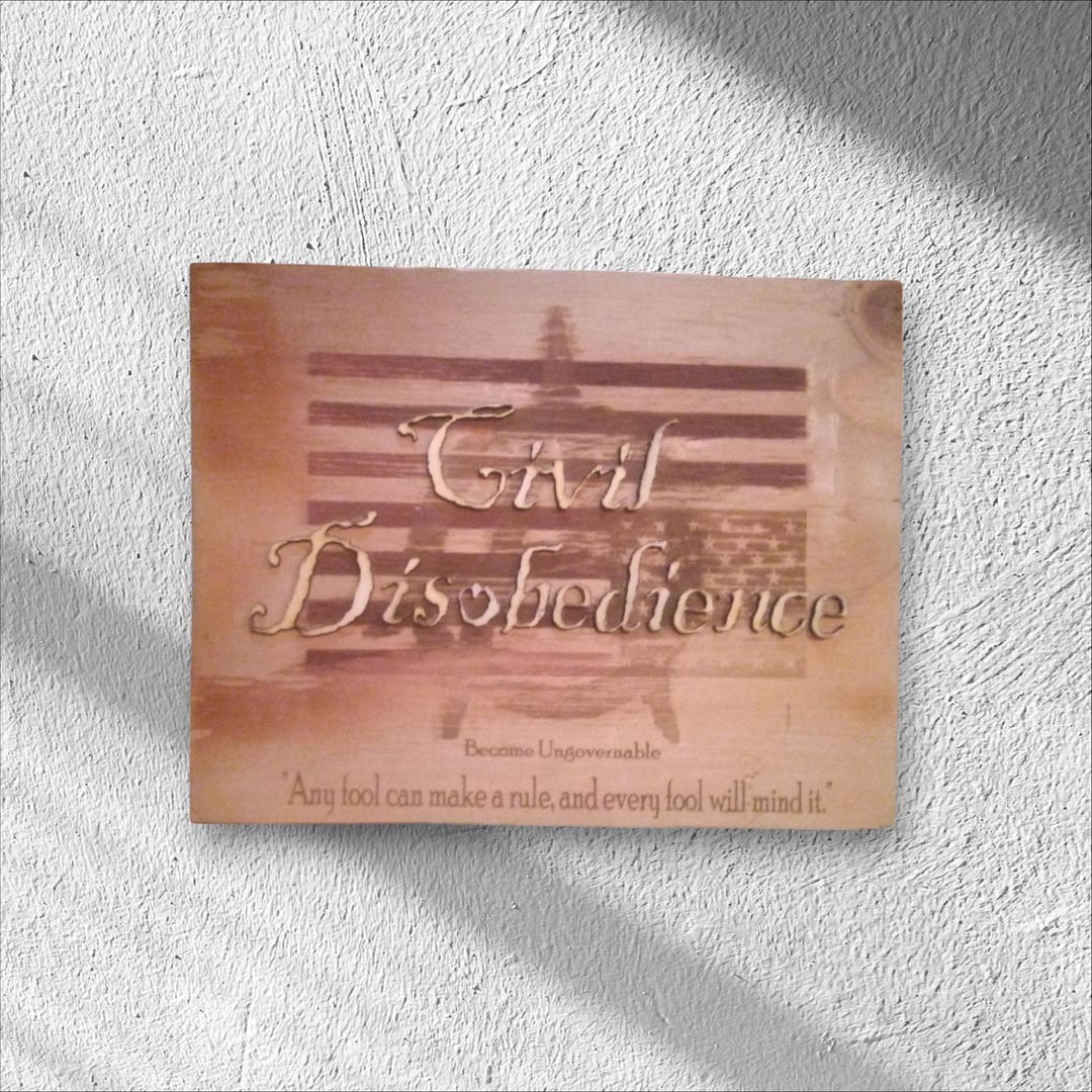 Civil Disobedience Wood Sign – Anarchy Symbol, Upside Down Flag ...