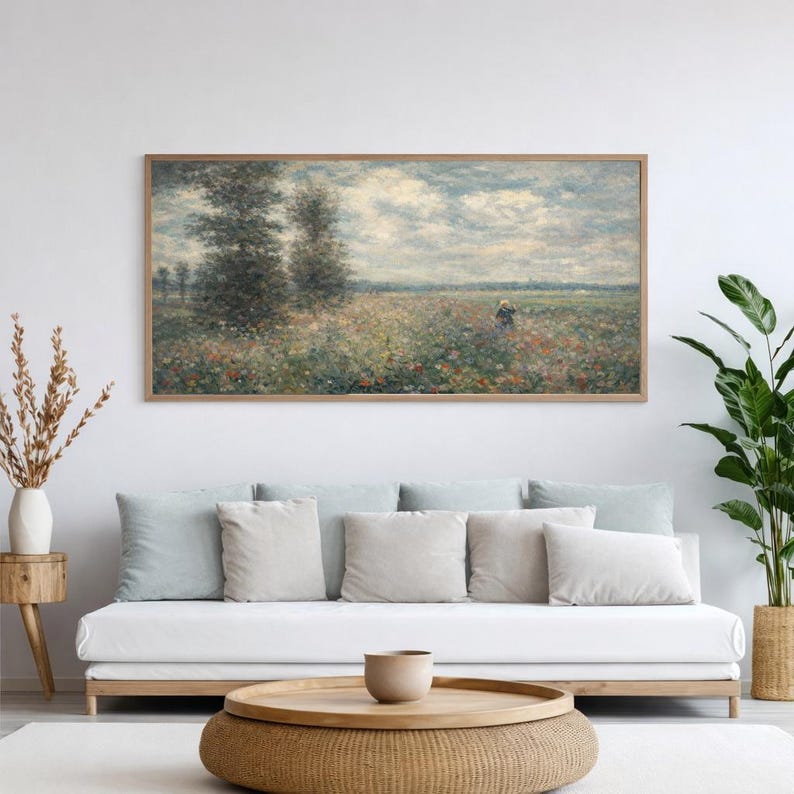 Claude Monet Style Wildflower Meadow, Impressionist Landscape Wall Art ...