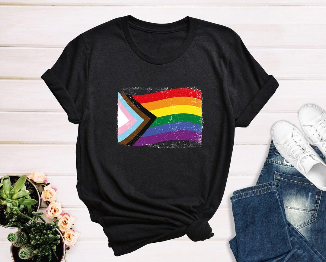 Vintage Progress Pride Flag Shirt, Ally Shirt, LGBTQ Tee,pride Rainbow Shirt, Transgender Pride ...