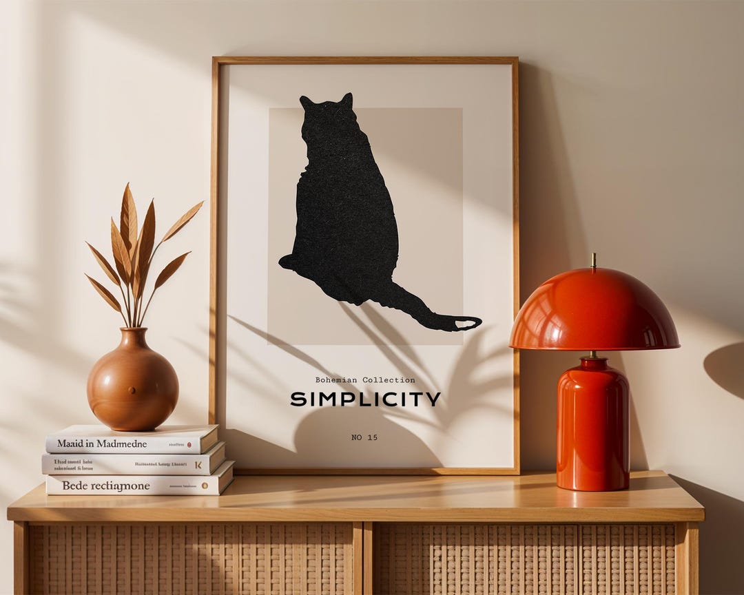 Monochrome Line Drawing of a Cat Colorful Modern Home Decor - Etsy
