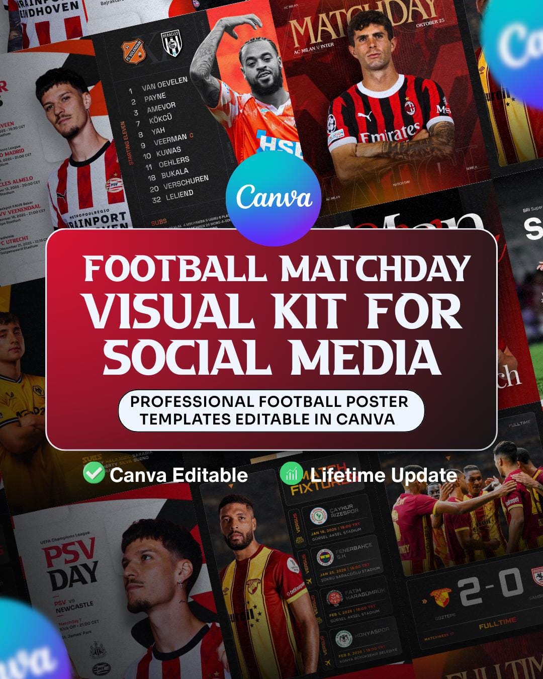 60 + Editable Football Graphics Pack – Complete Matchday & Player ...