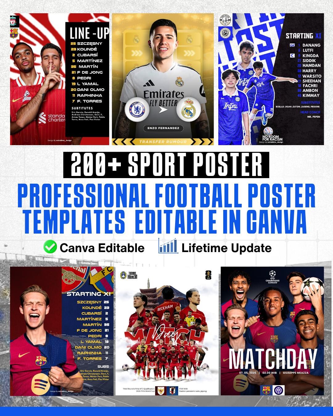 200 Editable Soccer Poster Templates | Canva Football Bundle | Game Day ...