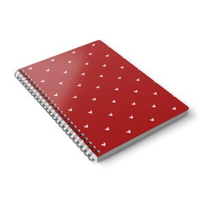 Red Heart Pattern A5 Wirobound Notebook - Cute Journal for Writing ...