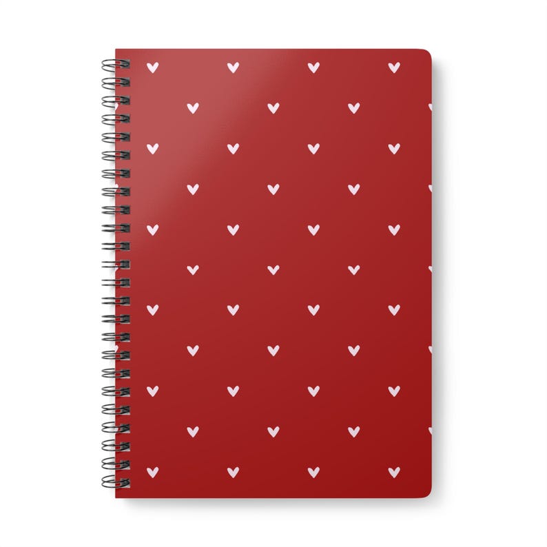 Red Heart Pattern A5 Wirobound Notebook - Cute Journal for Writing ...