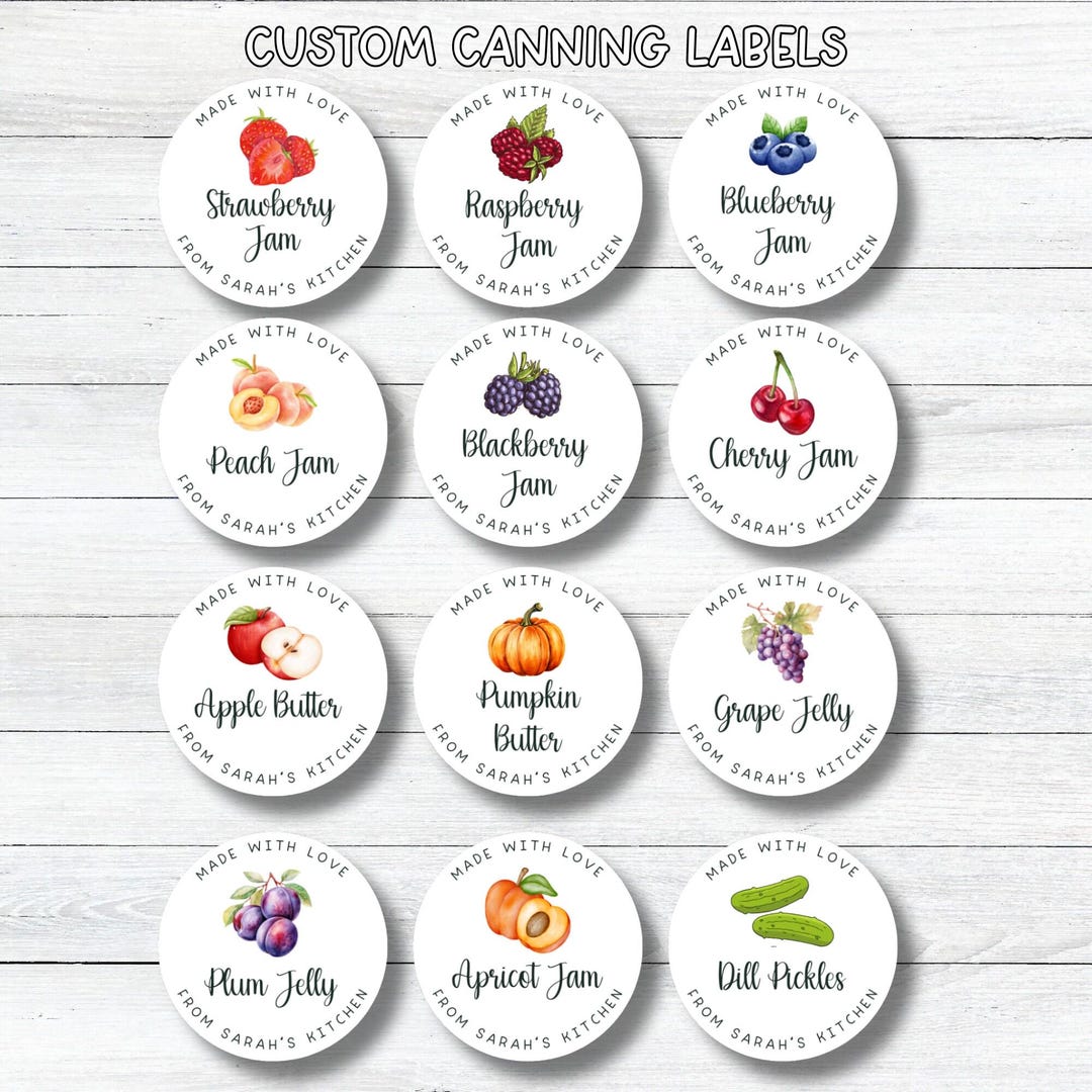 Personalized Jam and Canning Stickers, Custom Lid Labels for Jars ...